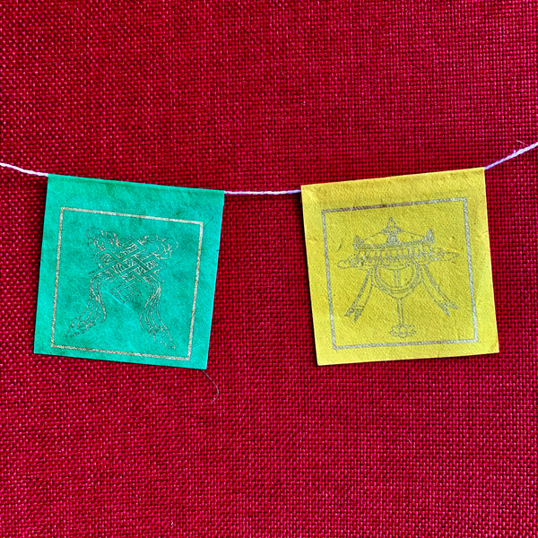 Lokta Paper Prayer Flags - 8 Auspicious Symbols - Jalu Jems - Buddhist ...