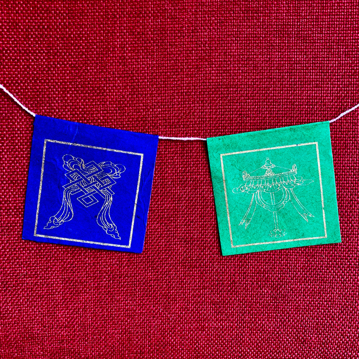 Lokta Paper Prayer Flags - 8 Auspicious Symbols - Jalu Jems - Buddhist ...