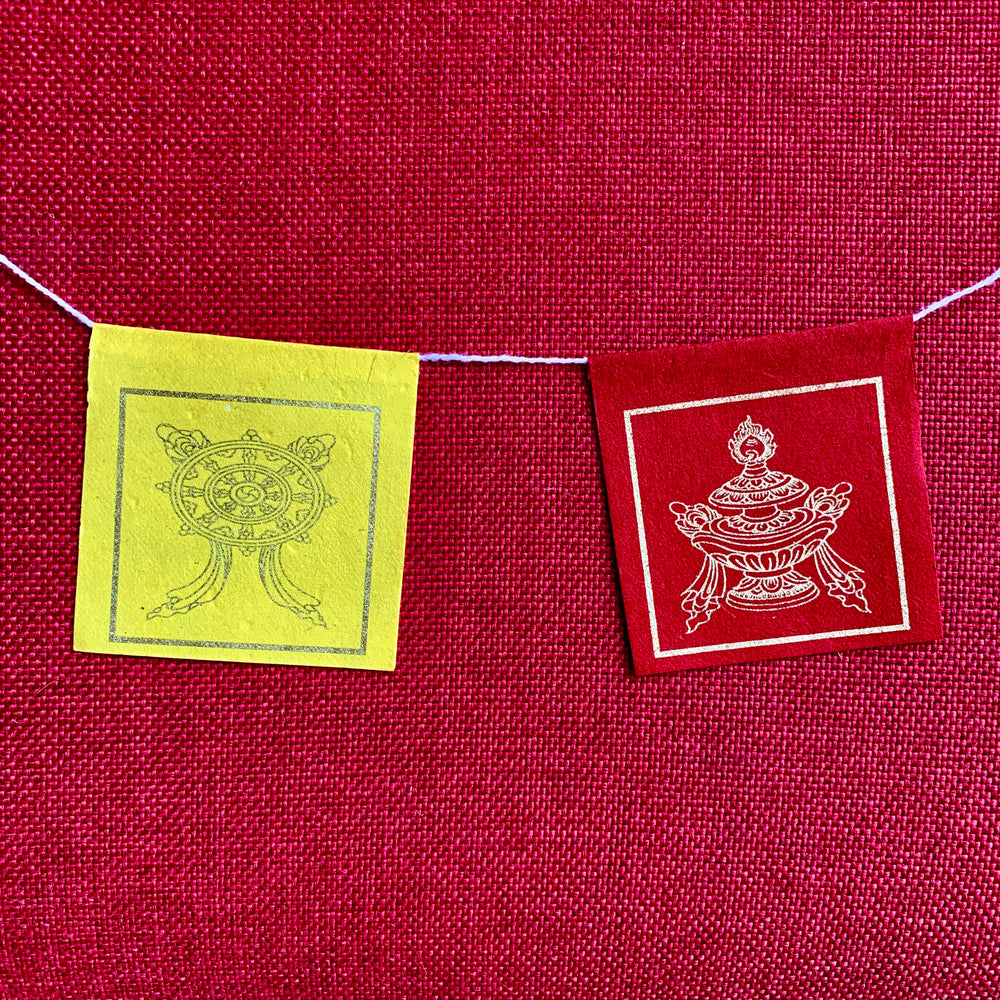 Lokta Paper Prayer Flags - 8 Auspicious Symbols - Jalu Jems - Buddhist ...
